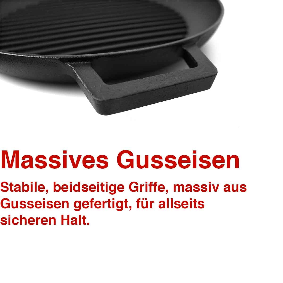 SANTOS Grillpfanne rund Ø31cm - Gusseiserne Pfanne - Braten, Grillen ...